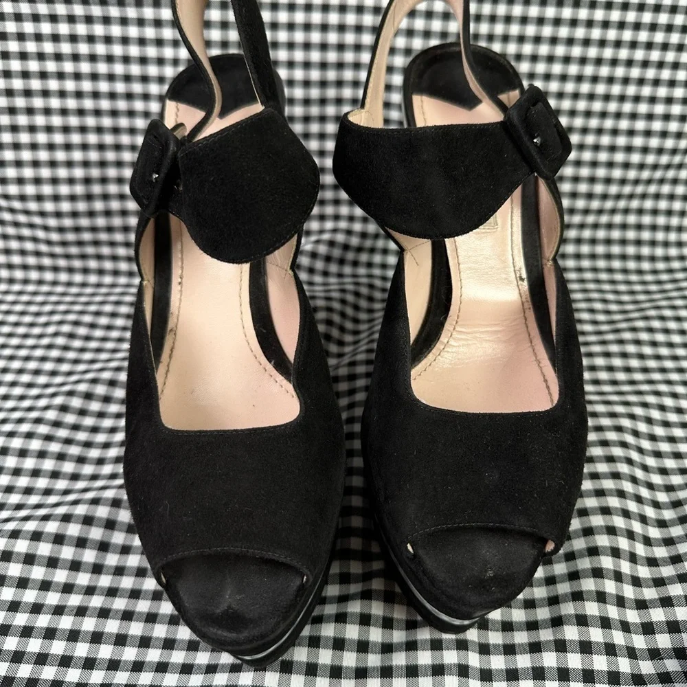 Miu Miu | Shoes | Miu Miu Black Silver Metallic 7s Disco Style Suede ...